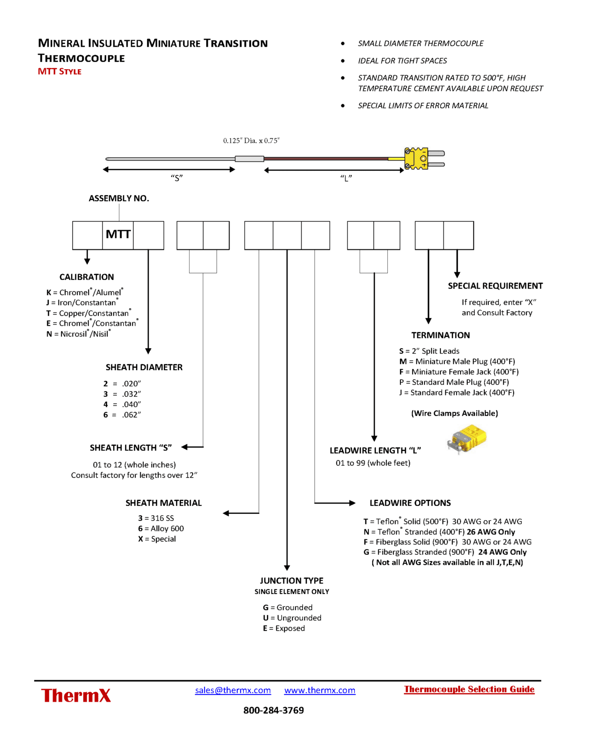 Miniature Transition Thermocouple - ThermX Southwest