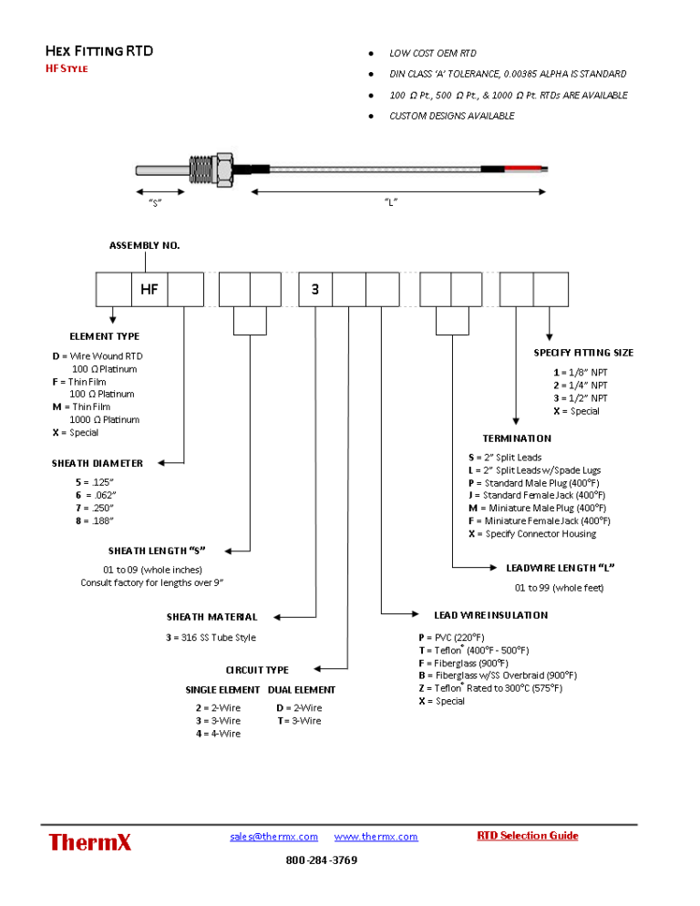 Hex Fitting RTD - ThermX Southwest