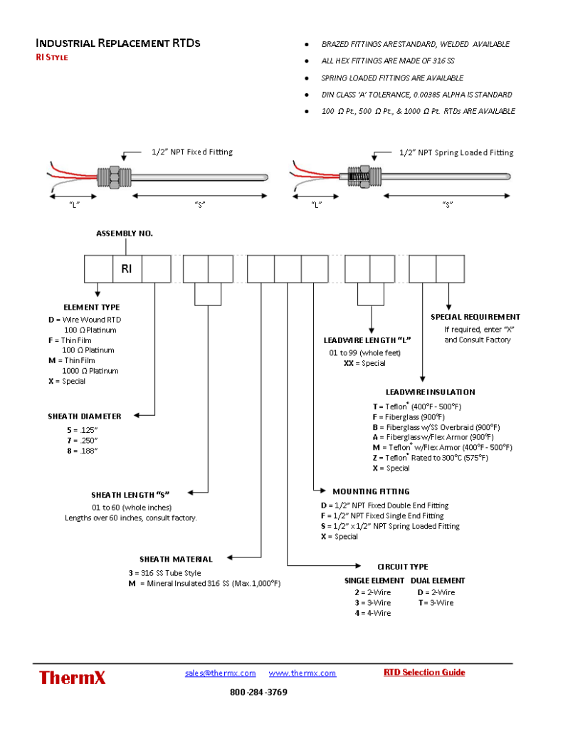 Industrial Replacement RTD - ThermX Southwest